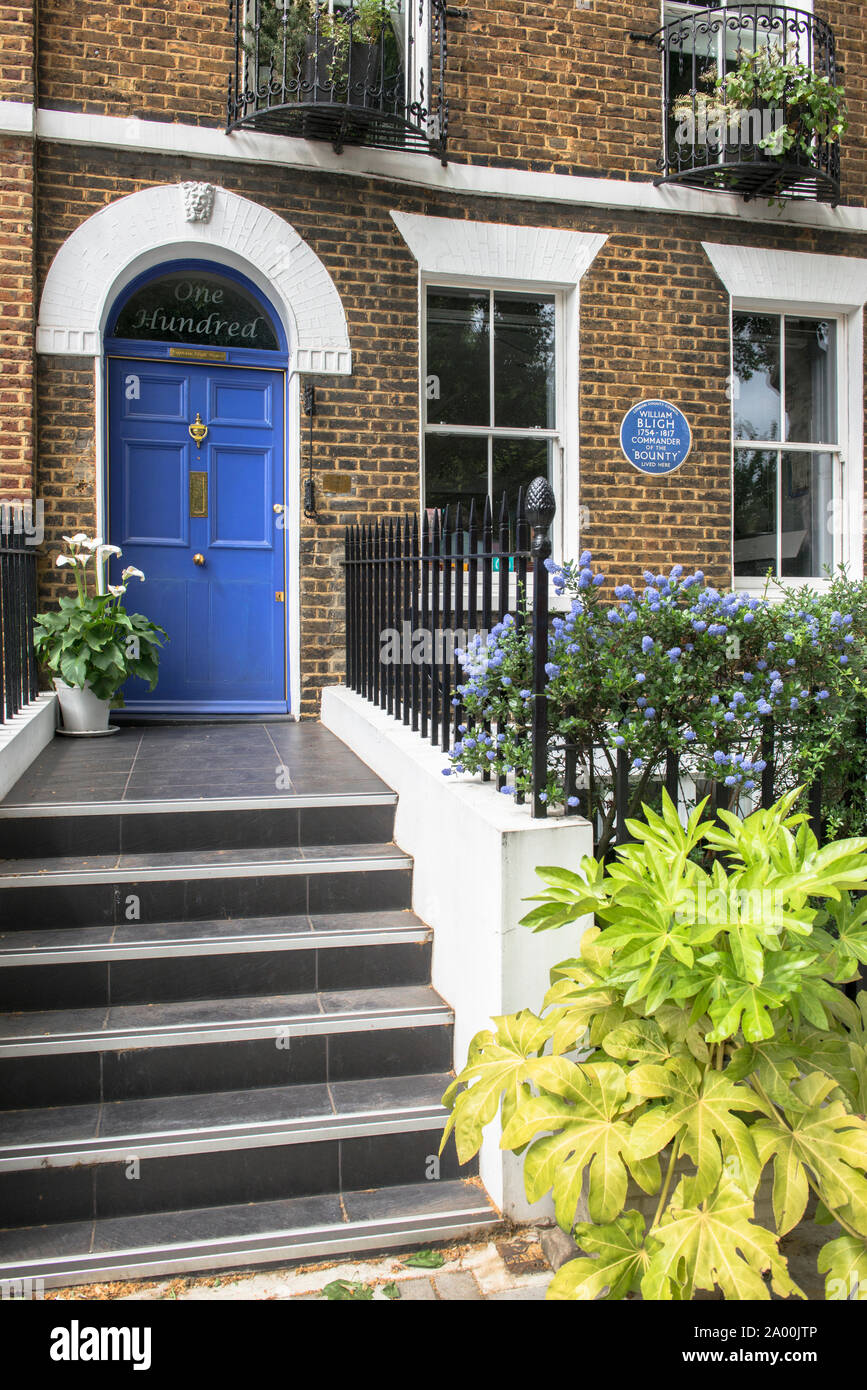 William Bligh house, London, England. Front porch external entrance ...