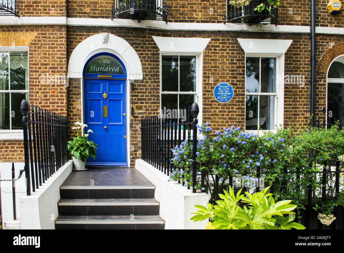 William Bligh house, London, England. Front porch external entrance ...