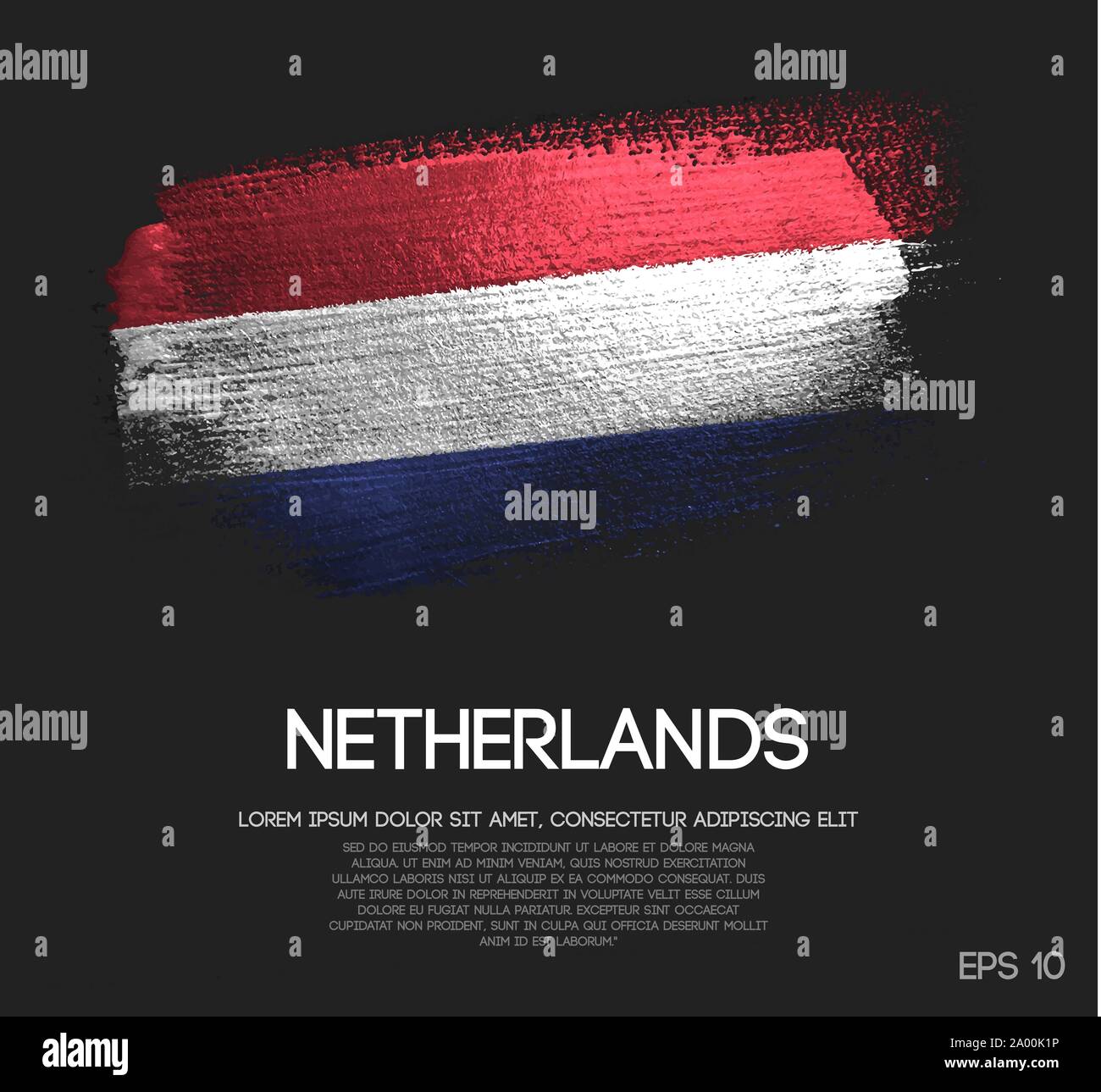 Netherlands Flag Made of Glitter Sparkle Brush Paint Vector Stock ...