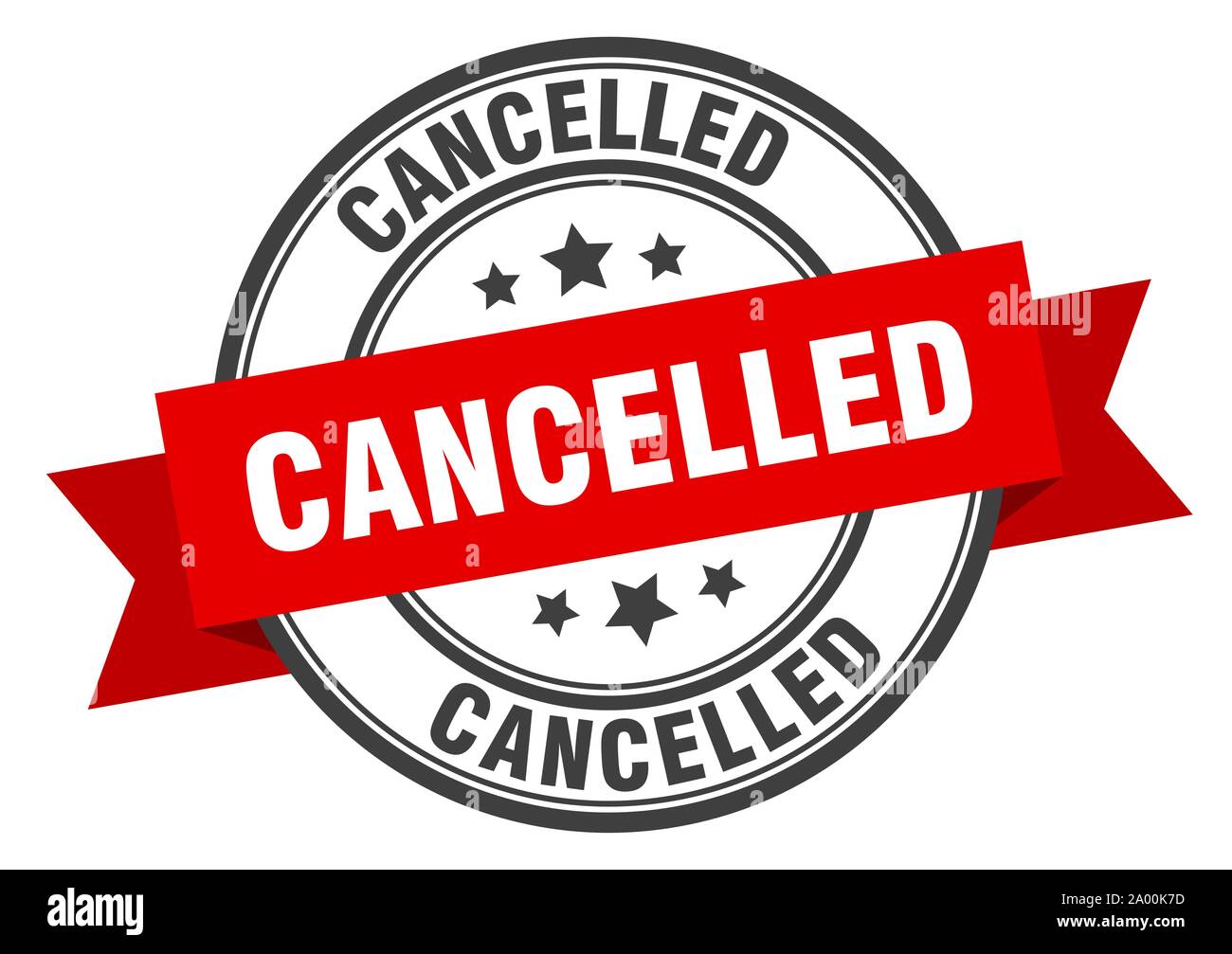 Cancelled red ribbon label hi-res stock photography and images - Alamy
