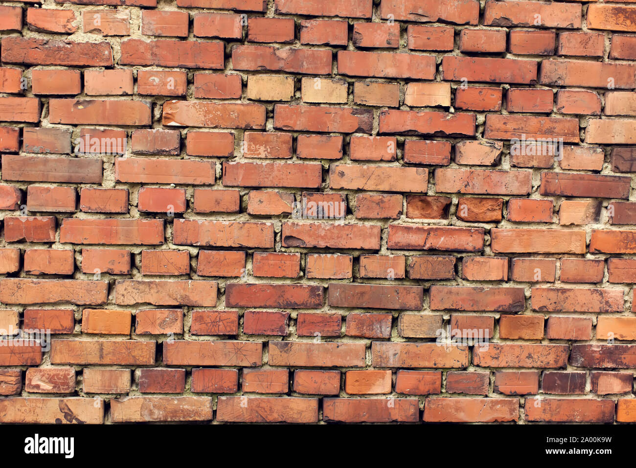 Horizontal red bricks background. A part of wall of the building Stock ...