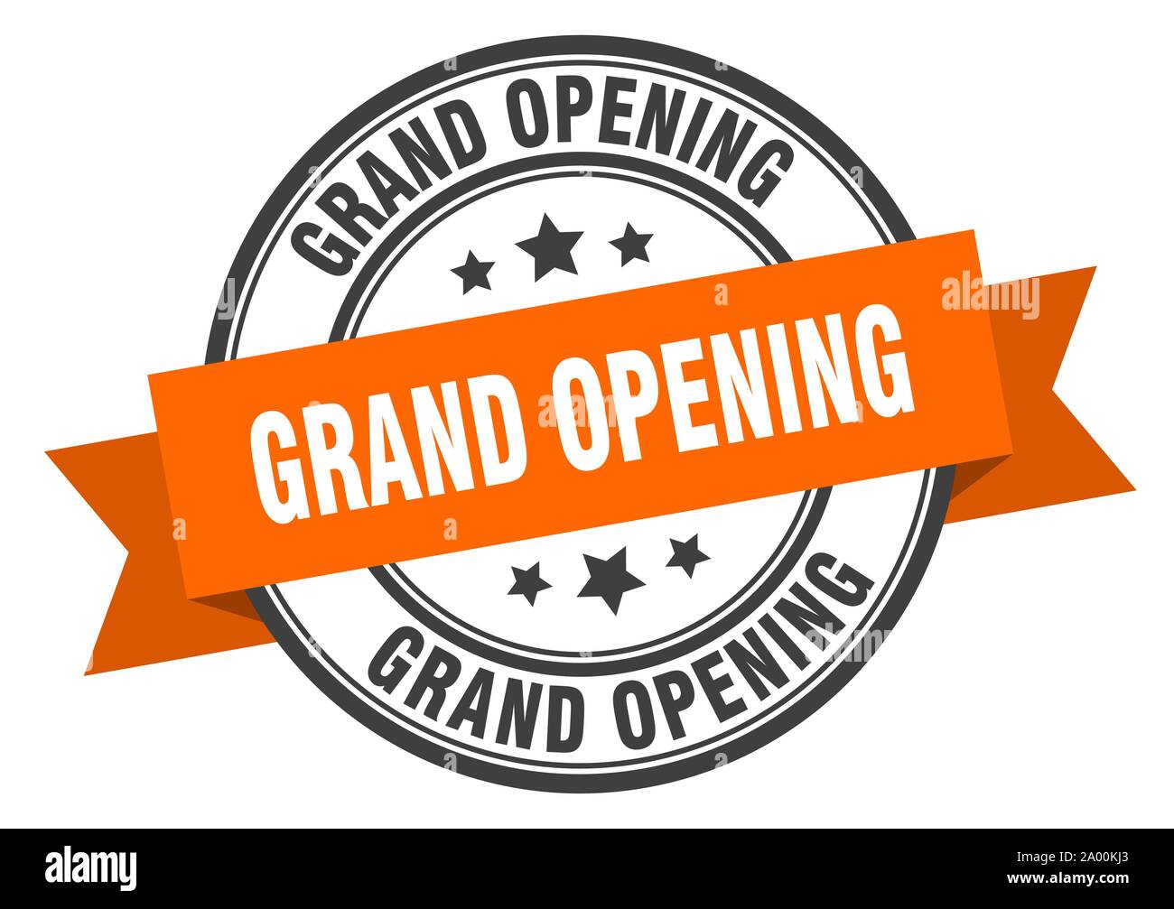 grand opening label. grand opening orange band sign. grand opening ...