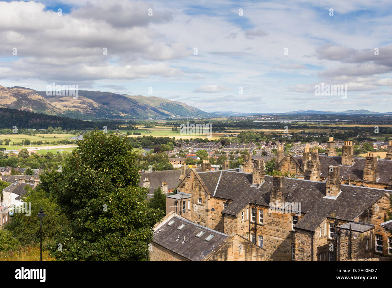 Rooftops of part of the city of Stirling, Scotland, looking west-north ...