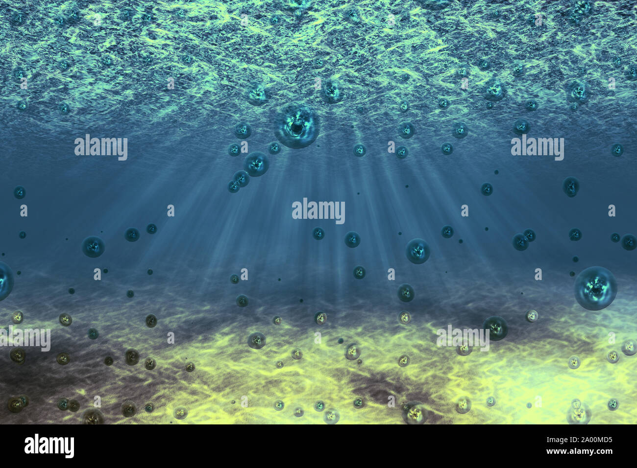 Colorful abstract underwater background with sunrays and bubbles Stock Photo - Alamy