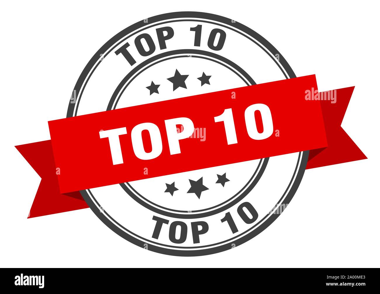 top 10 label. top 10 red band sign. top 10 Stock Vector Image & Art - Alamy
