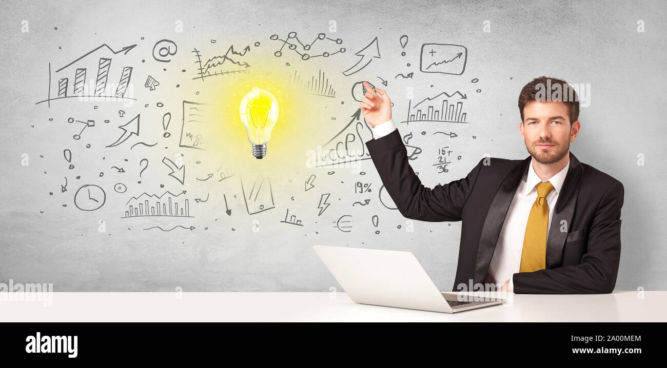 Young business person with new idea and workflow concept Stock Photo ...