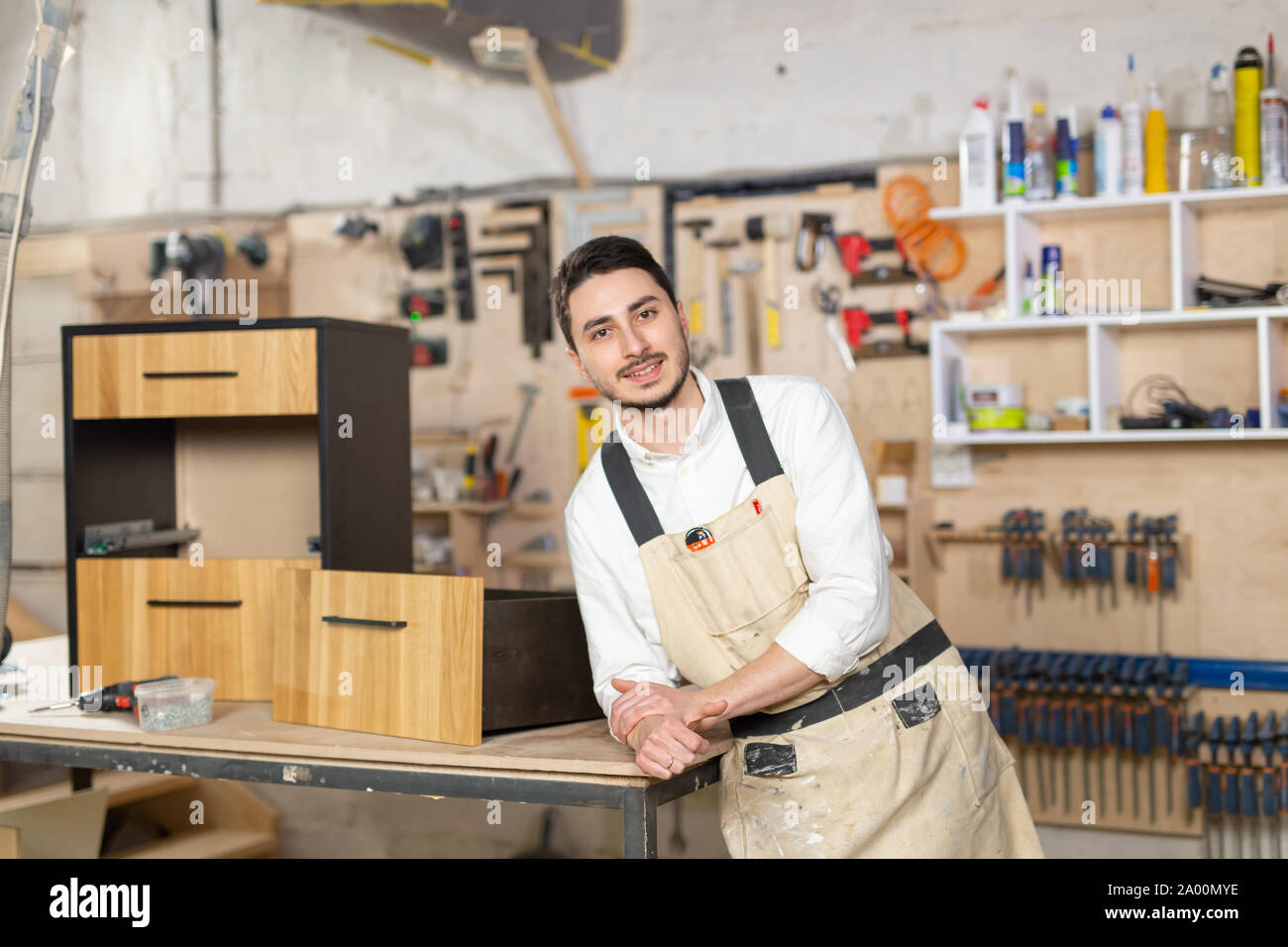 furniture factory, Small-Sized Companies and people concept - Portrait ...