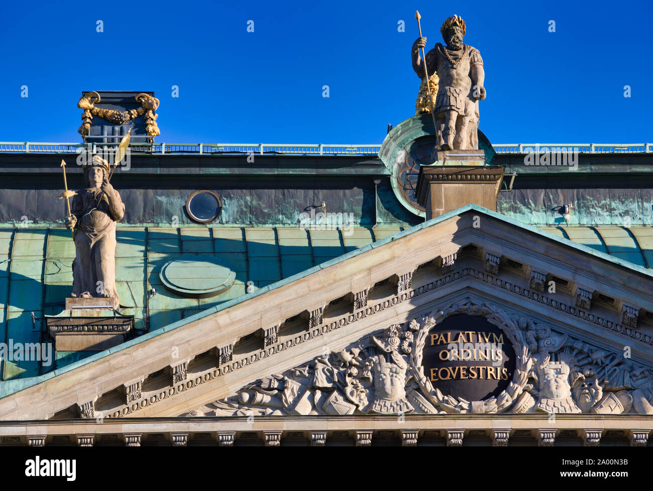 Decorative ornate sculptures on the roof of the House of Nobility ...
