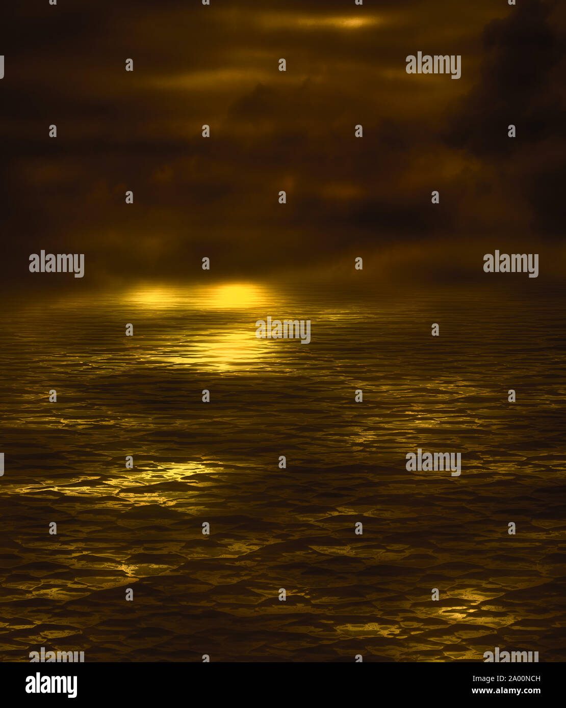 Fantastic magical seascape illustration with dreamy light effects Stock ...