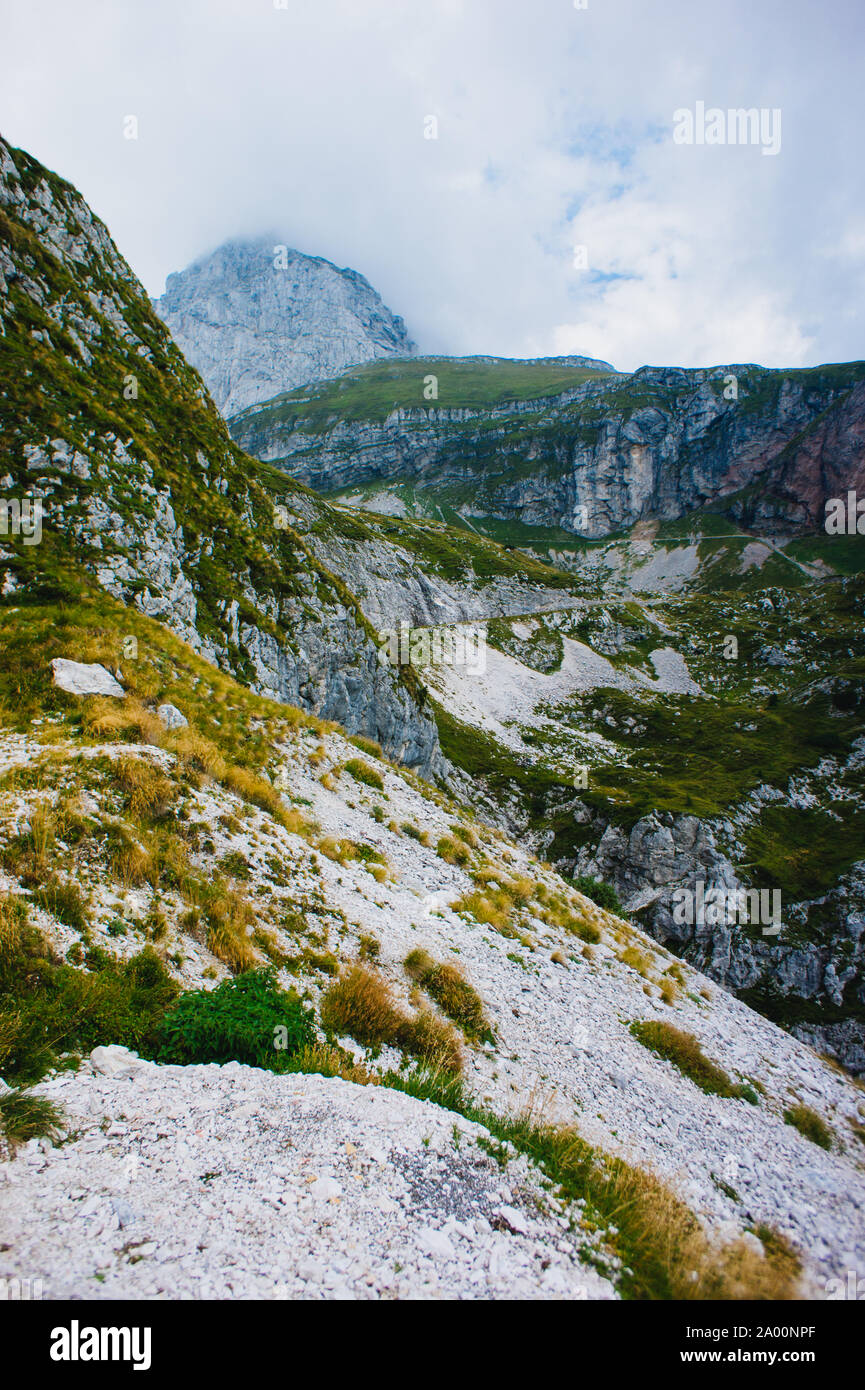 Tracking in Slovenia, Julian Alps. Mountain Mangart Stock Photo - Alamy