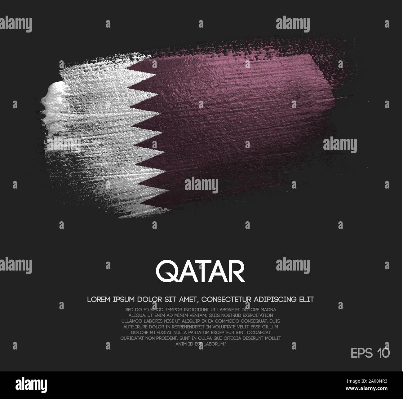 Qatar Flag Made of Glitter Sparkle Brush Paint Vector Stock Vector ...