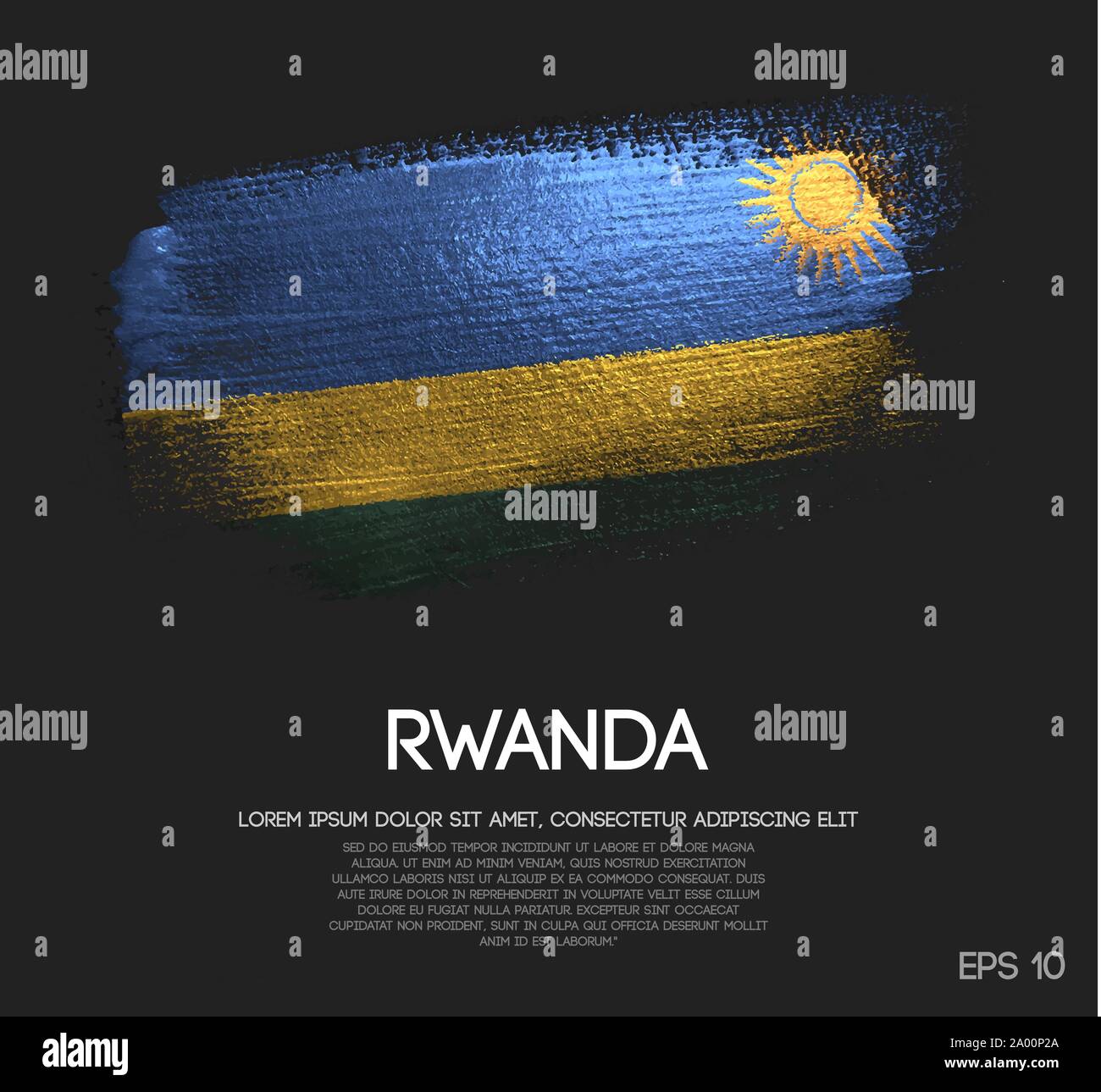 Rwanda Flag Made of Glitter Sparkle Brush Paint Vector Stock Vector ...