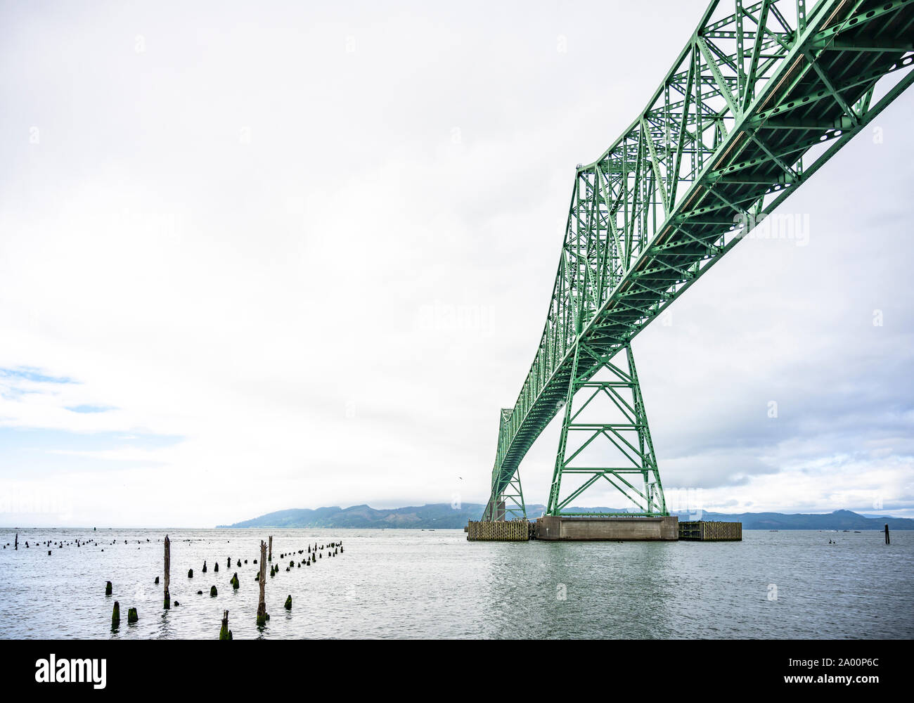 Truss elevated arched long Astoria–Megler bridge in Astoria city across ...