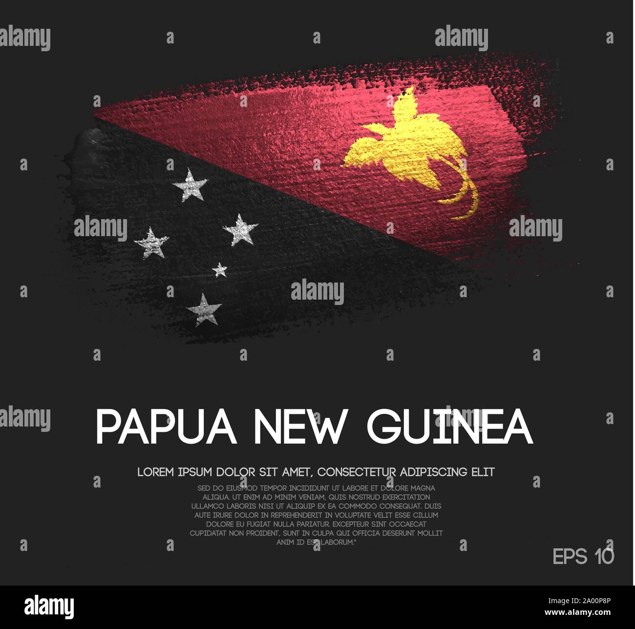 Papua New Guinea Flag Made of Glitter Sparkle Brush Paint Vector Stock ...