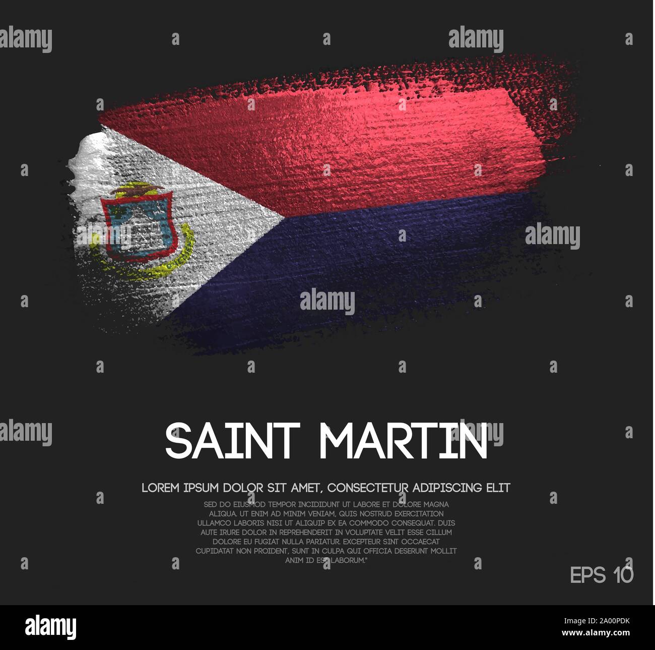 Saint Martin Flag Made of Glitter Sparkle Brush Paint Vector Stock ...