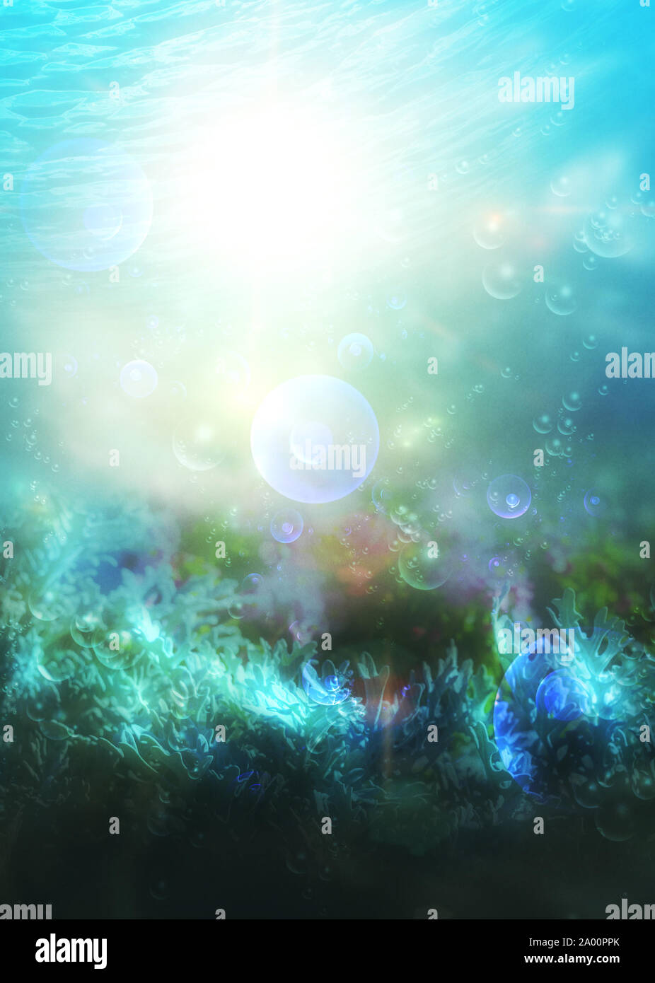 Corals or seaweed, abstract underwater background design Stock Photo ...