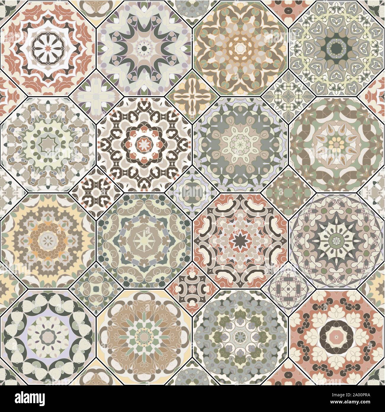 Vector collection of square and octagonal seamless patterns in Oriental ...