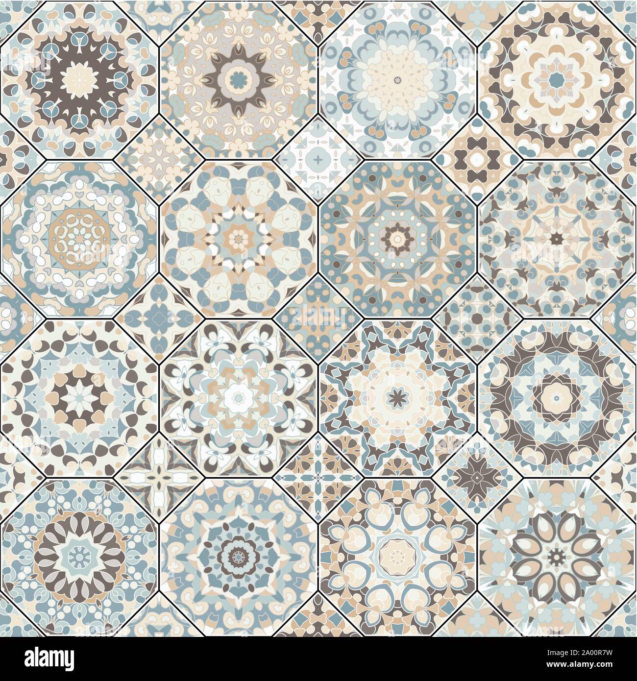 Vector collection of square and octagonal seamless patterns in Oriental ...