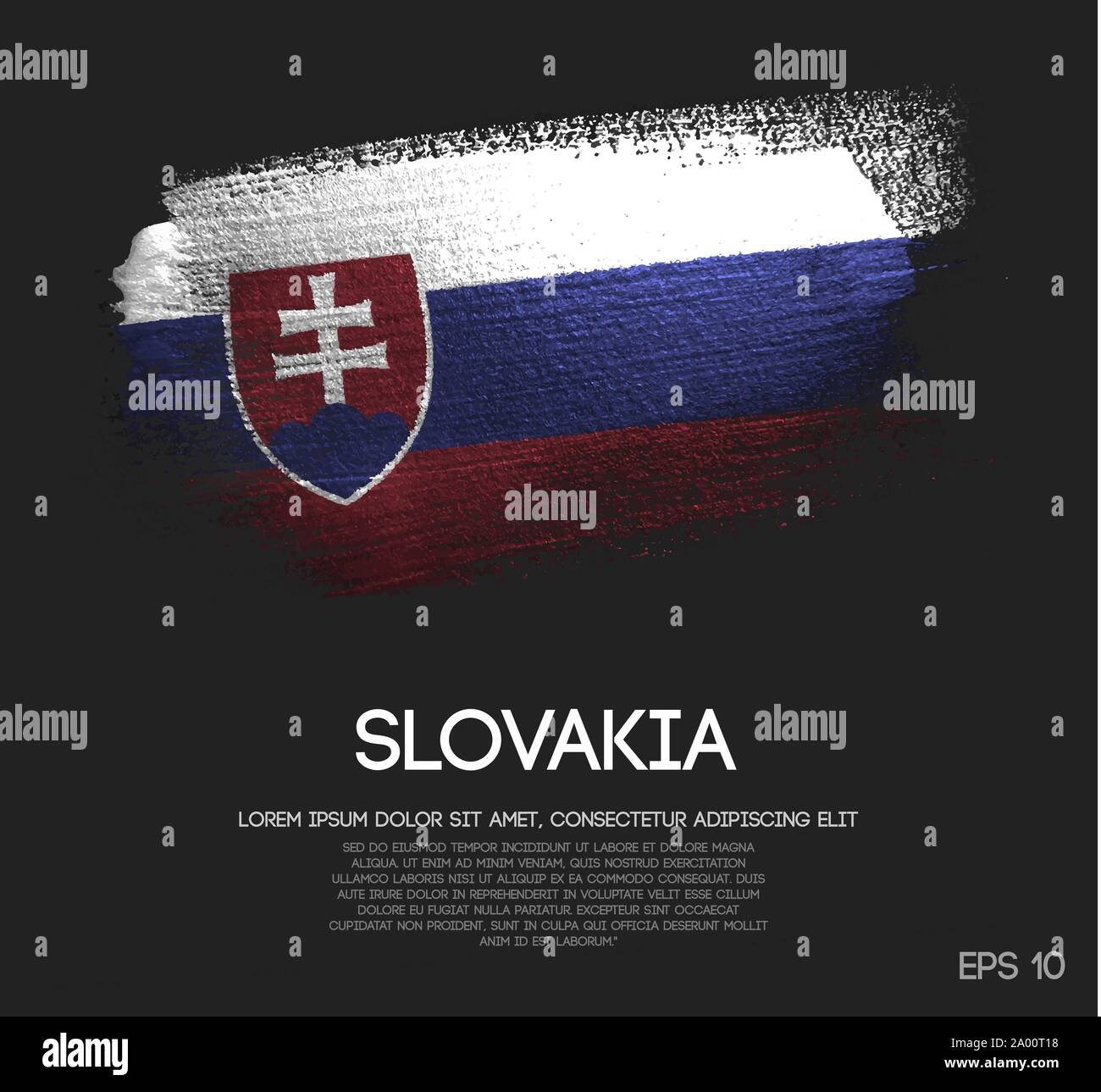 Slovakia Flag Made of Glitter Sparkle Brush Paint Vector Stock Vector ...