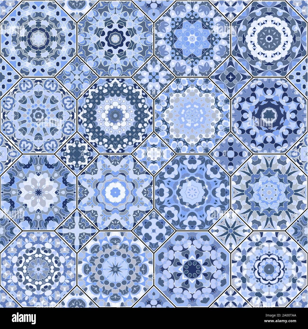 Vector collection of square and octagonal seamless patterns in Oriental ...