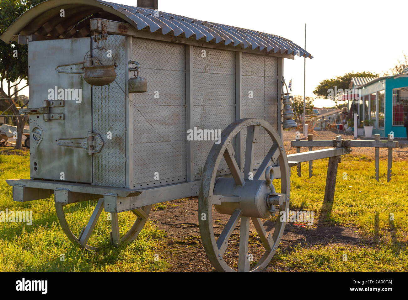 Old horse-driven wagon that today serves as crafts. Ancient object that ...