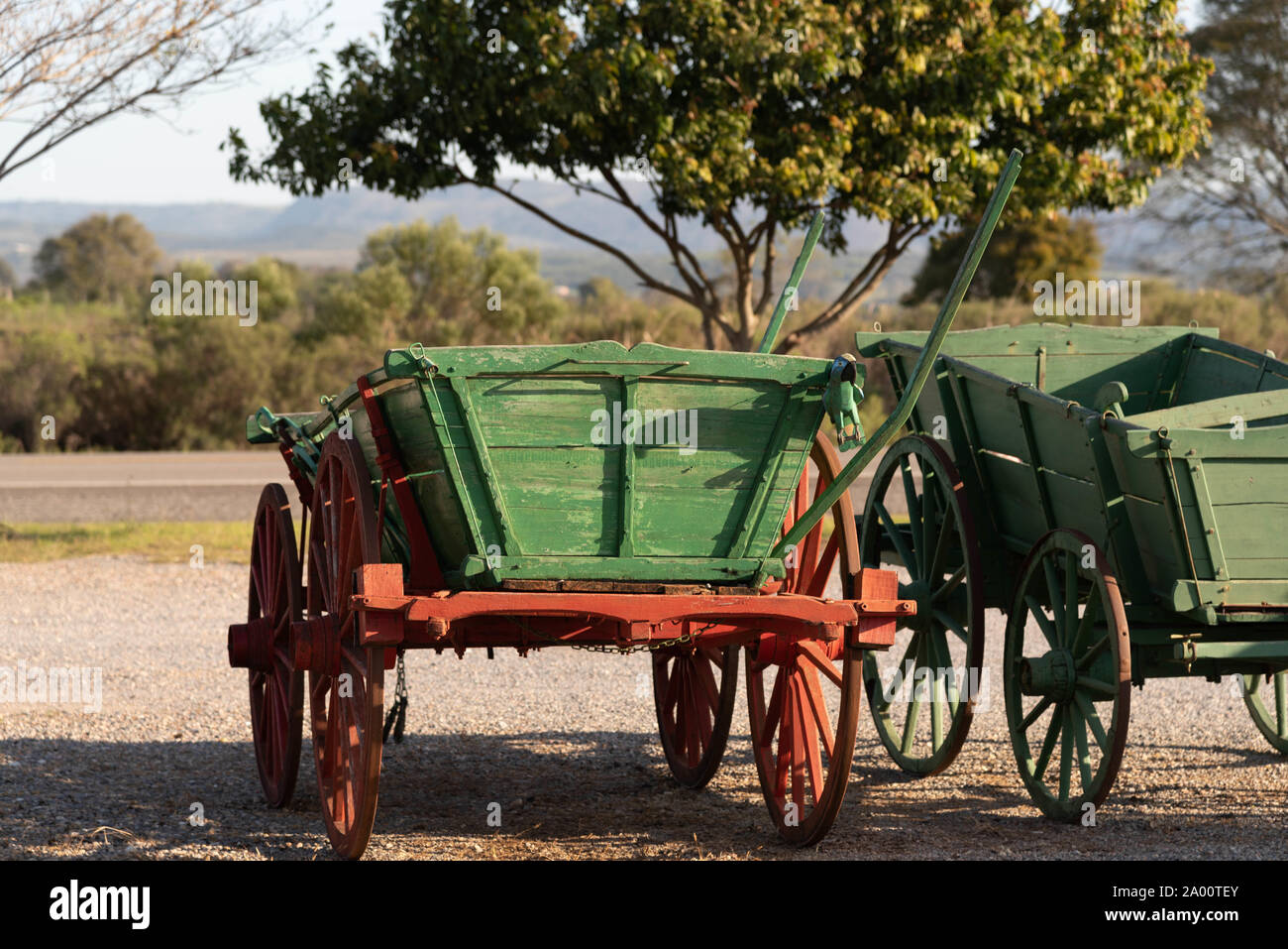 Old horse-driven wagon that today serves as crafts. Ancient object that ...