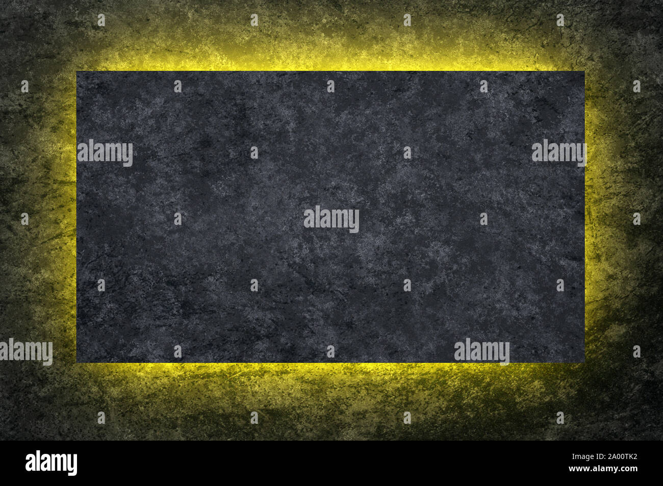 background black wall rectangle with yellow backlight. 3d rendering ...
