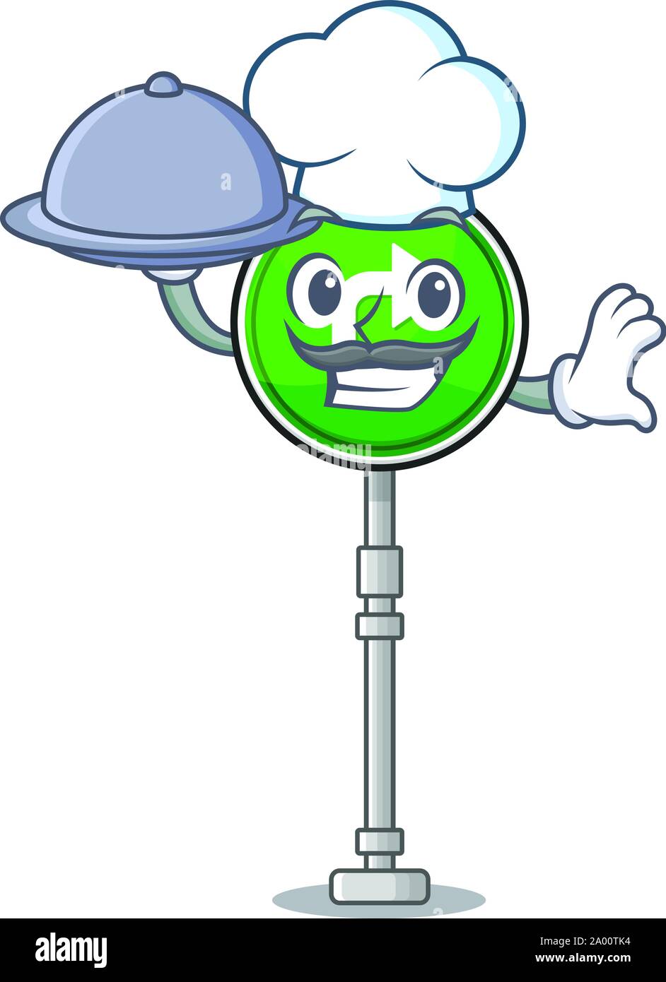 Chef with food turn right shape with the cartoon Stock Vector Image ...