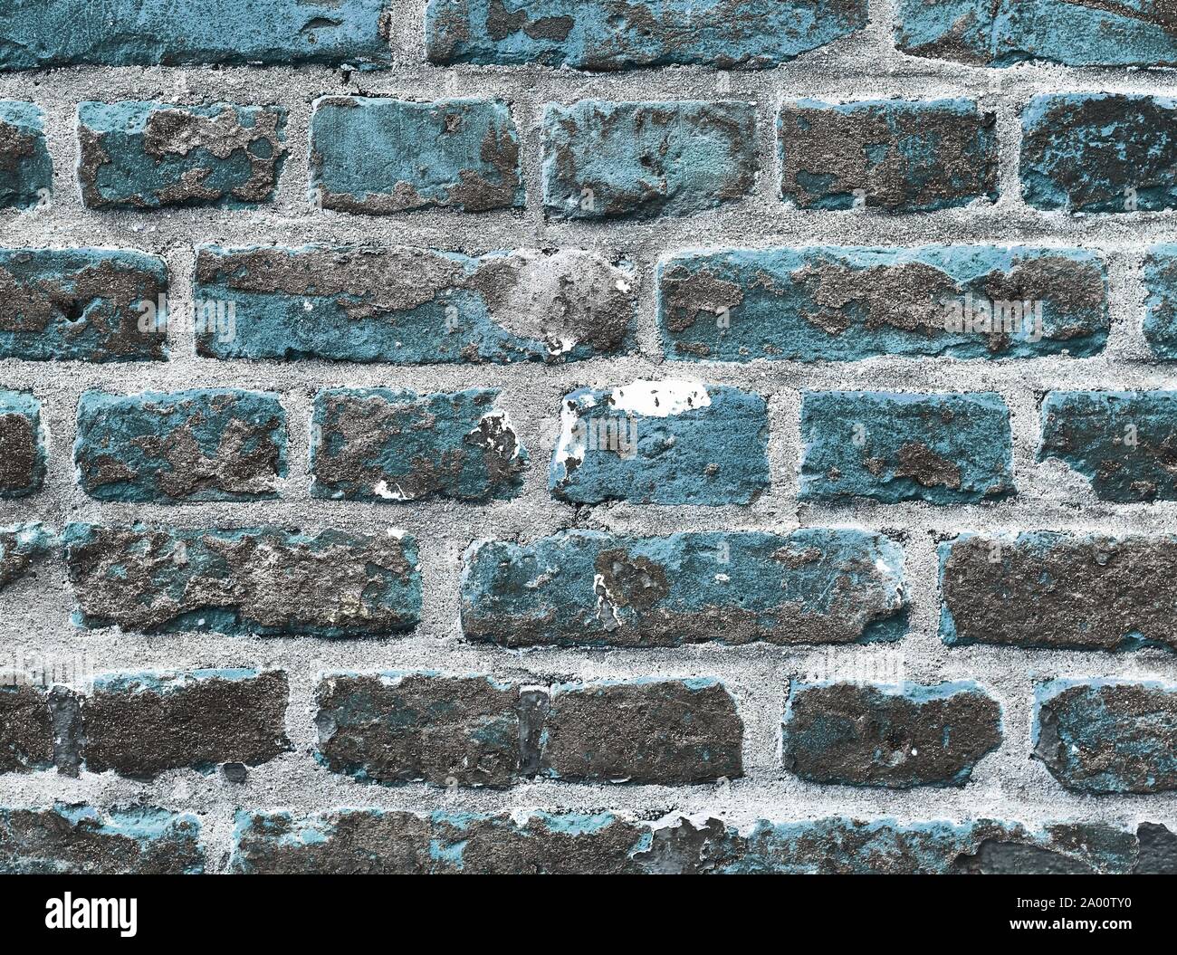 Detailed close up view on weathered blue brick walls at aged buildings ...