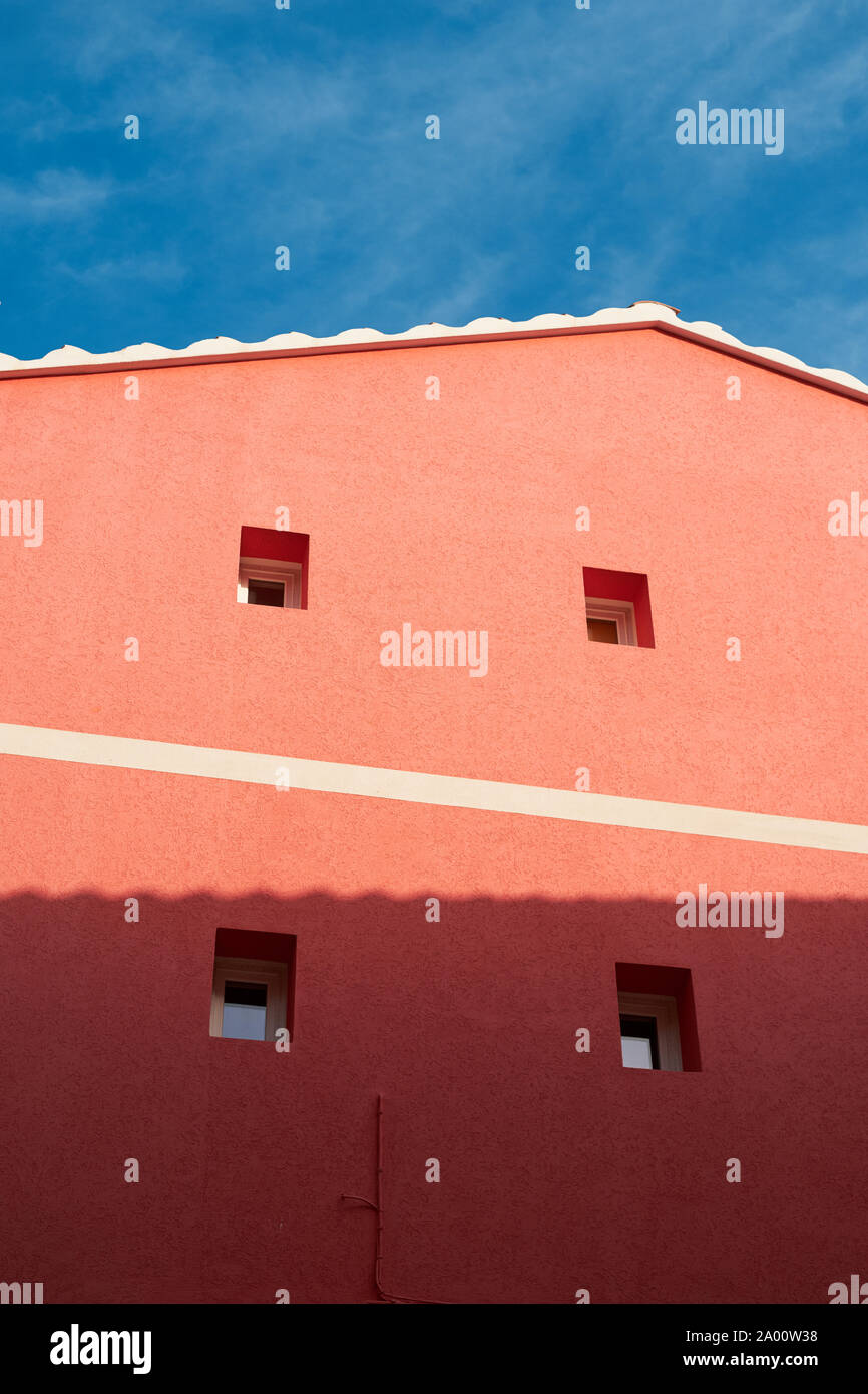 Colourfully painted external building / house walls detail Stock Photo ...