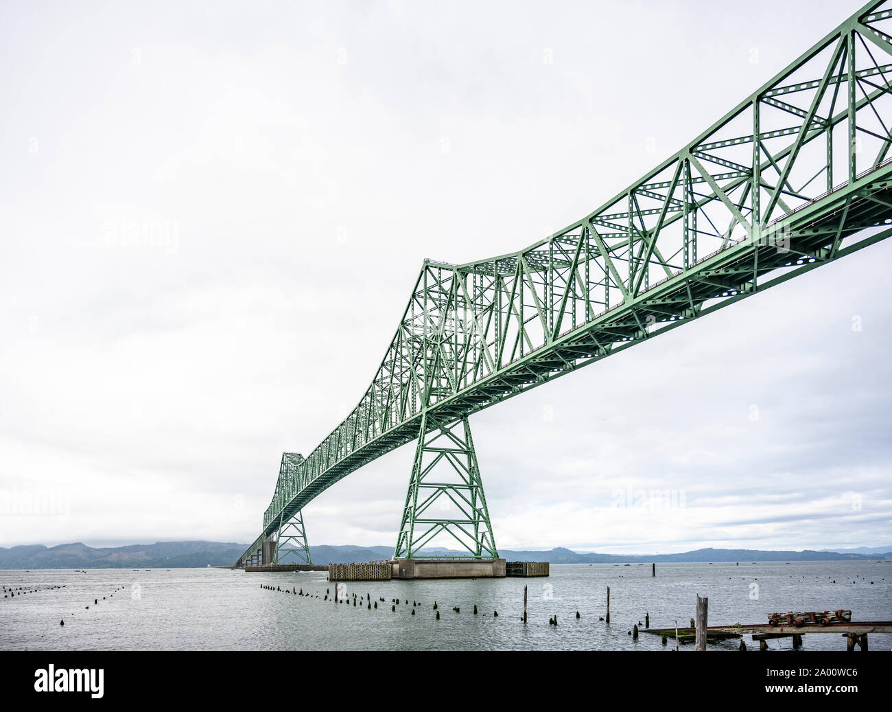 Truss arched long Astoria–Megler bridge in Astoria city at the mouth of ...