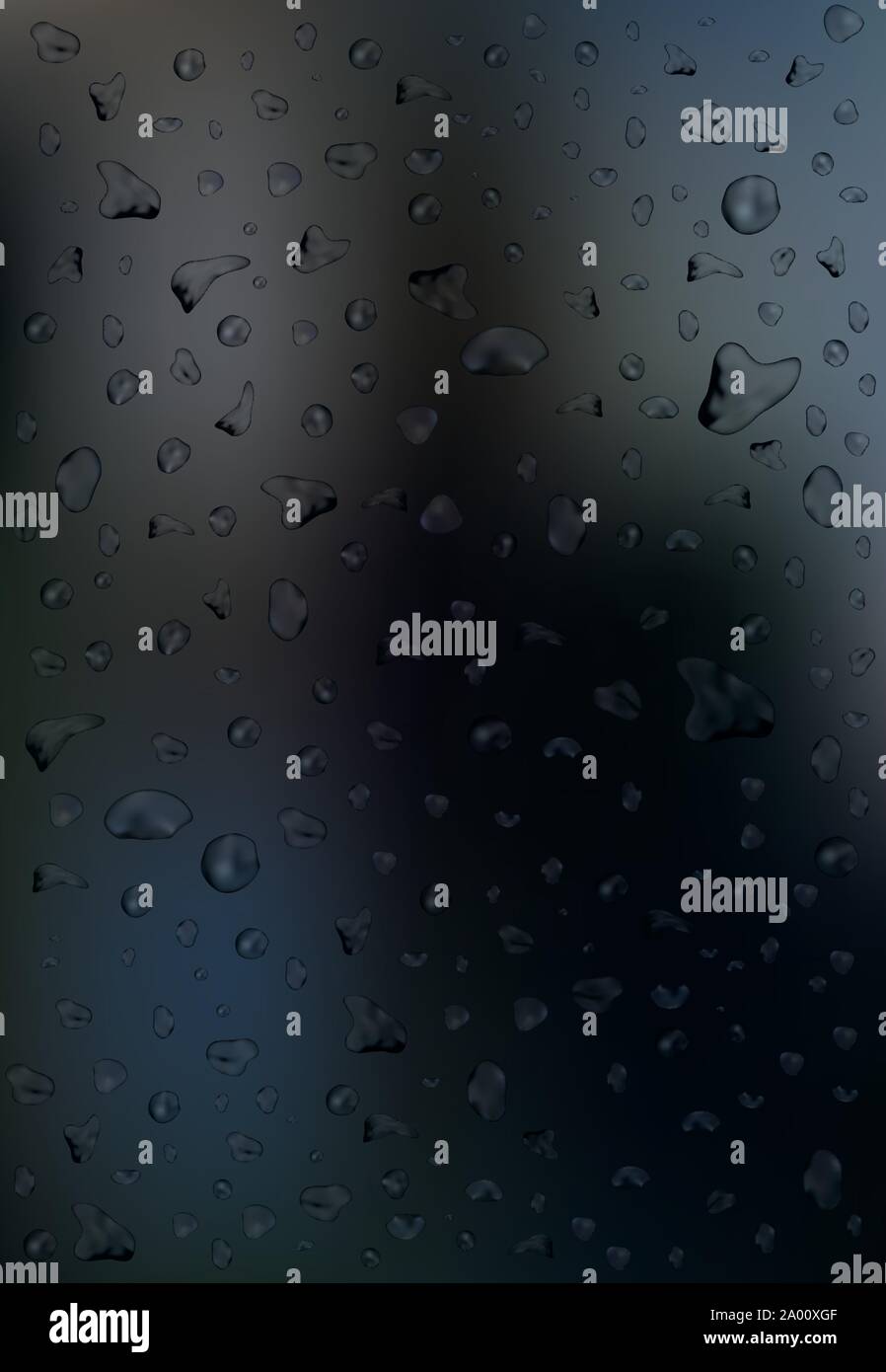 3d realistic water drops in motion on black background. Collection ...