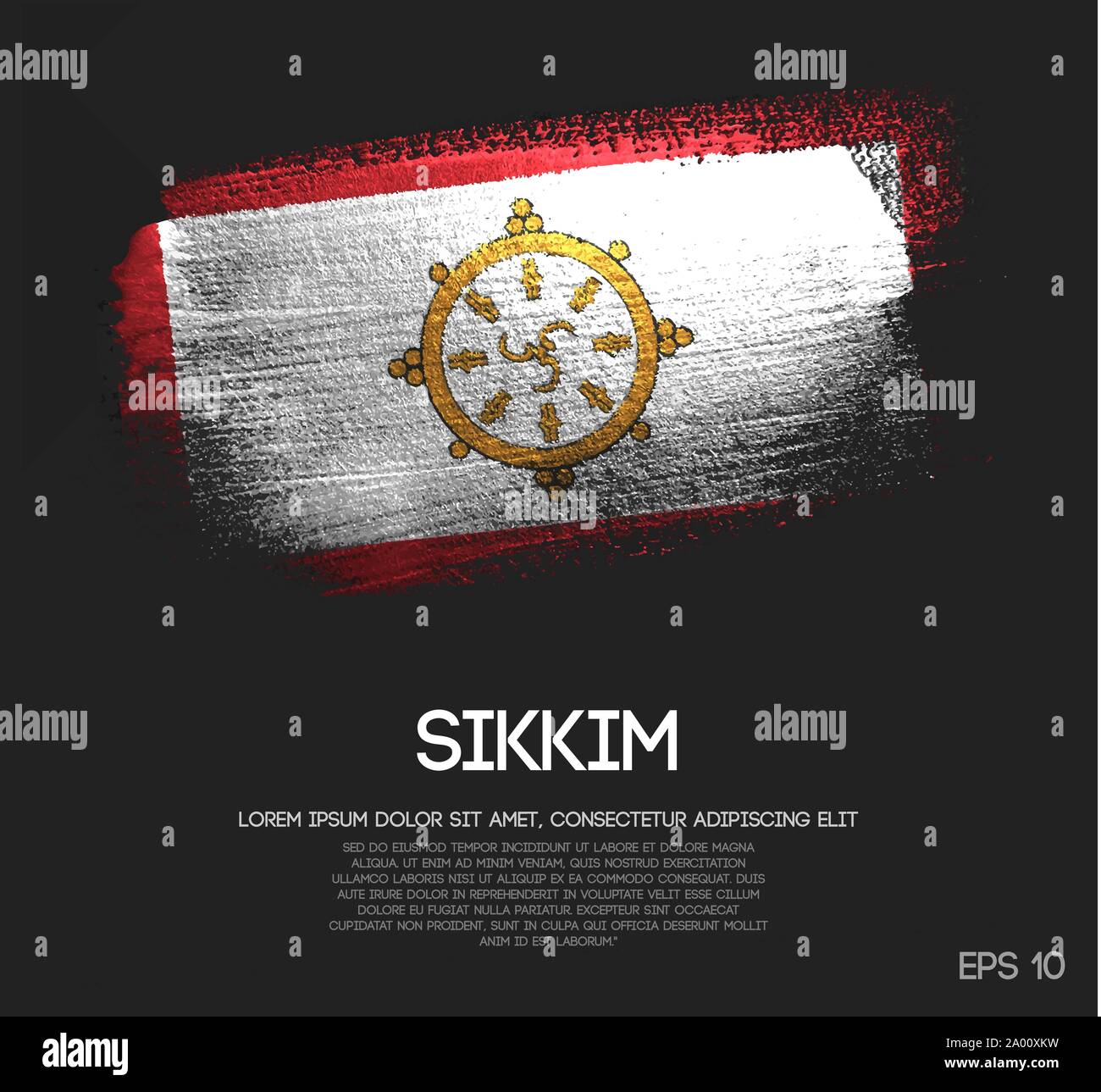 Sikkim Flag Made of Glitter Sparkle Brush Paint Vector Stock Vector ...