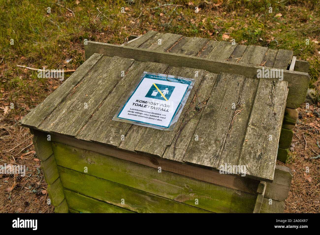Wooden compost kompost bin, Bjorno Nature Reserve (Bjorno Naturreservat ...