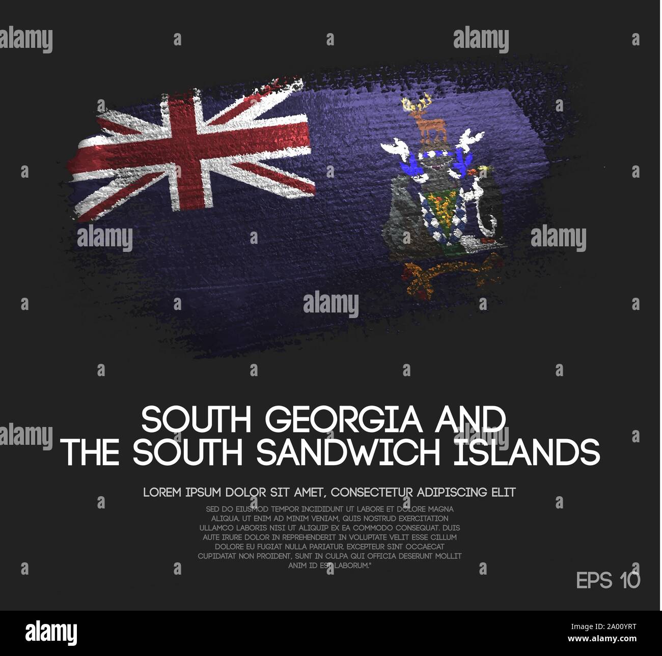 South Georgia and the South Sandwich Islands Flag Made of Glitter ...