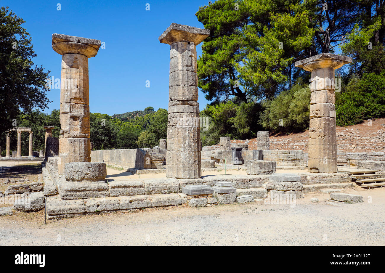 Olympia, Elis, Peloponnese, Greece - Ancient Olympia, here column ...