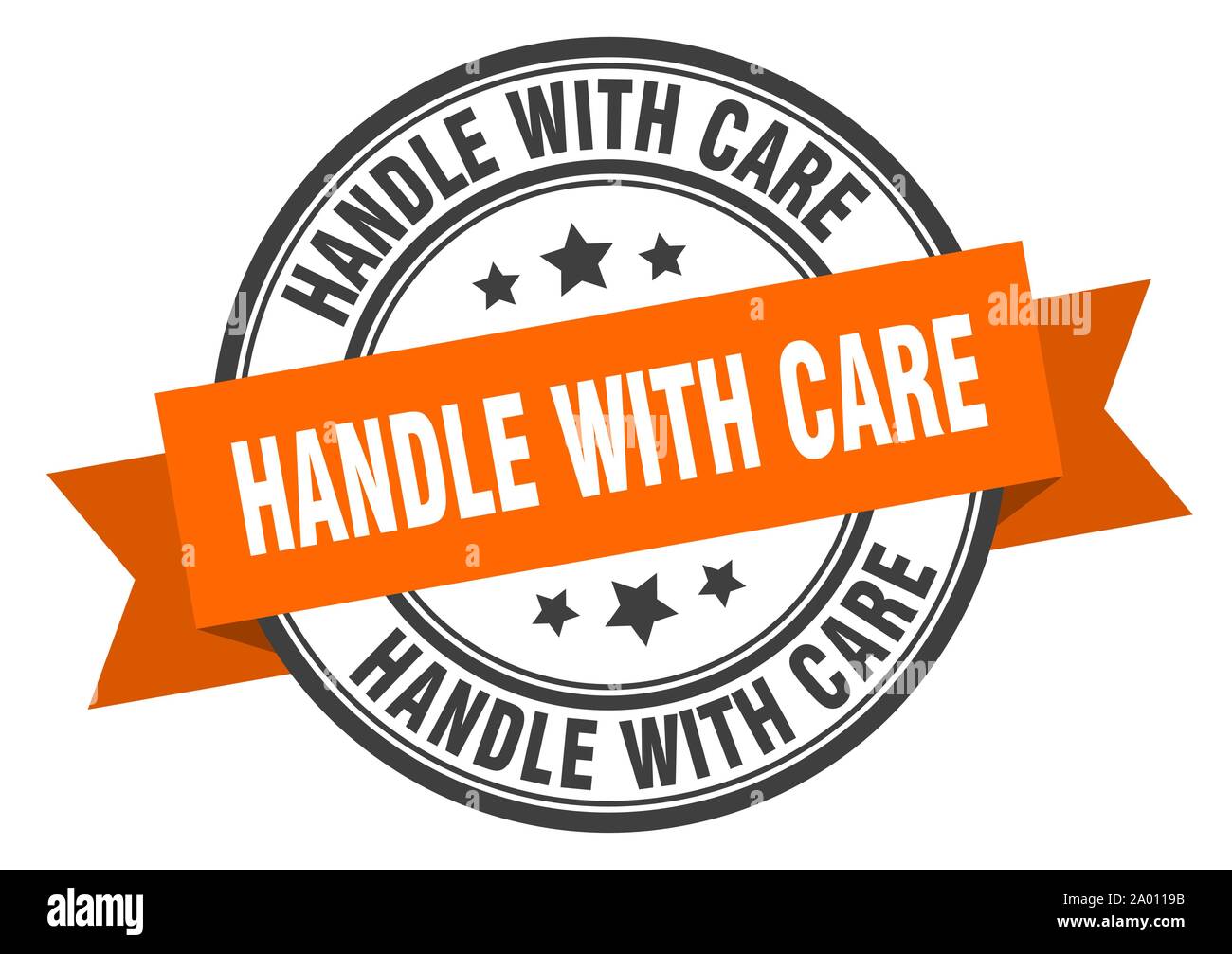 handle with care label. handle with care orange band sign. handle with ...