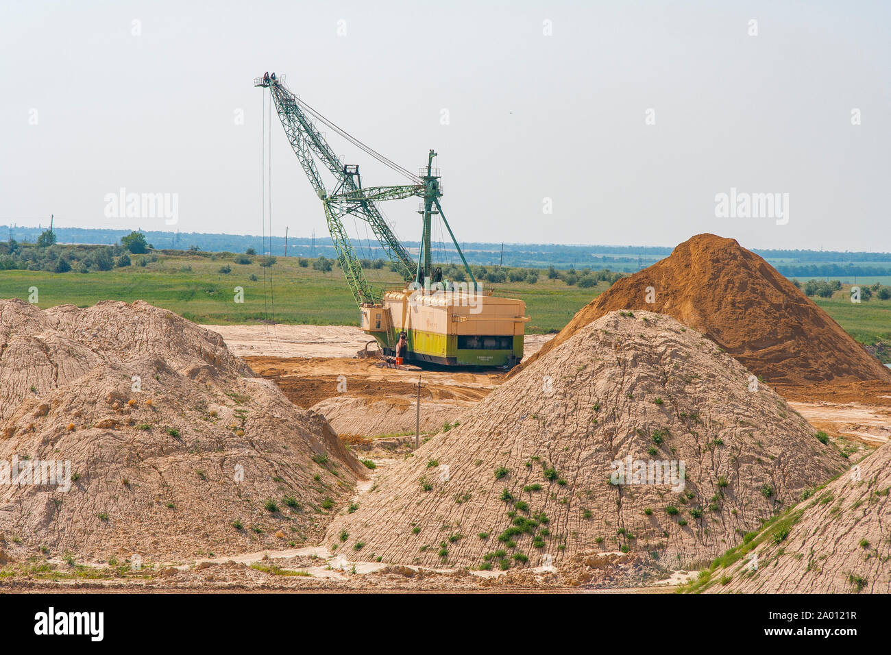 overburden mining in a kaolin quarry. Zaporozhye region, Ukraine. June ...