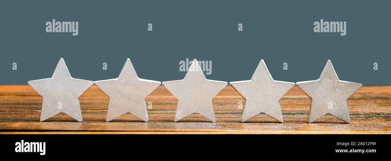 Five stars. The concept of the rating of hotels and restaurants. The ...