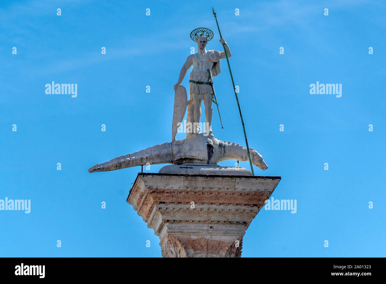 saint theodore column in san Marco place venice statue detail Stock ...