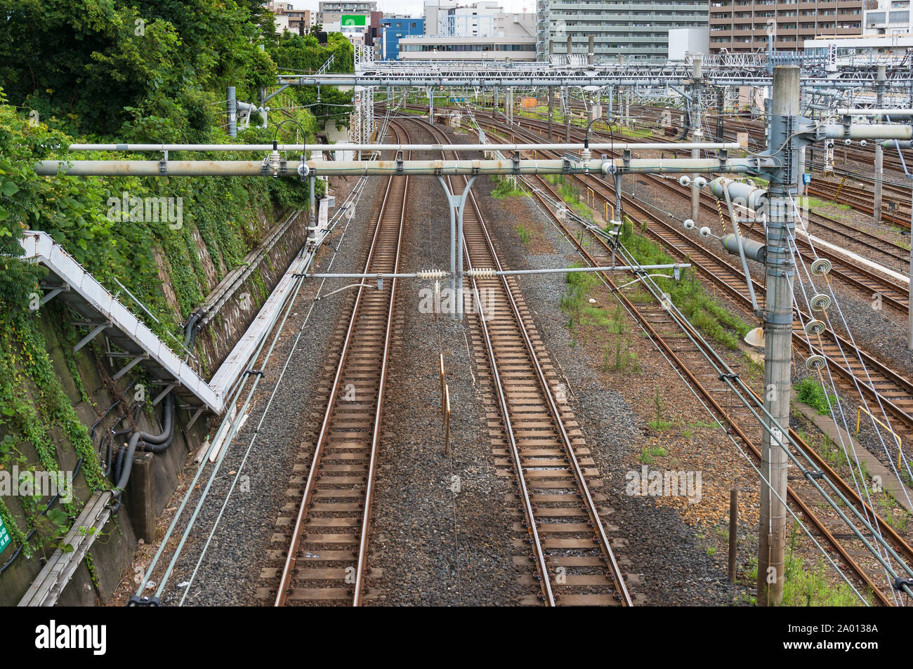 Railway tracks. View from above. Railroad trackage Stock Photo - Alamy