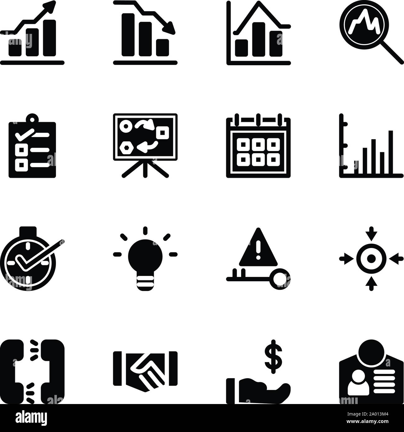 Business Icons set. graph, growth, decline, analytic, task checklist ...
