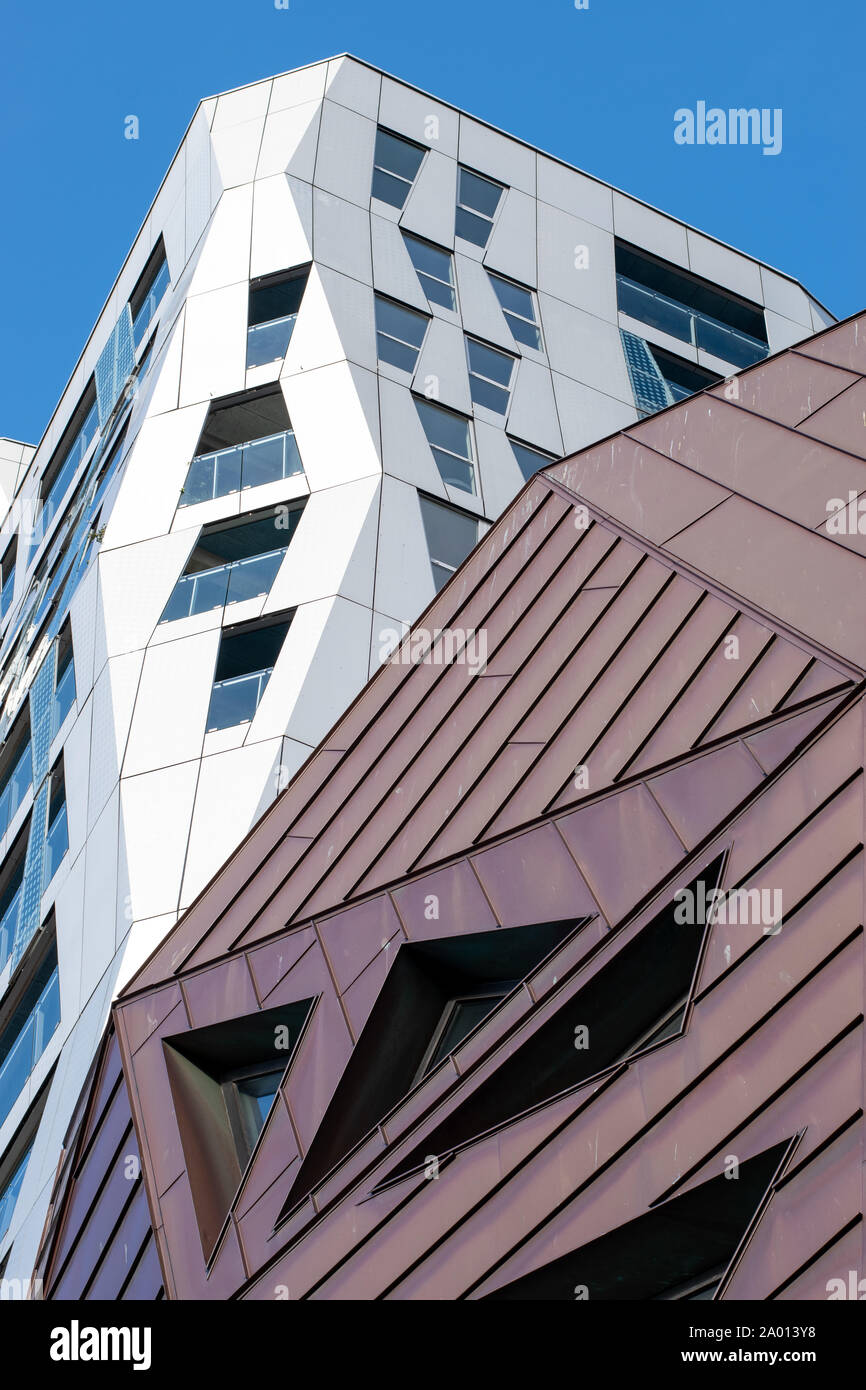 Contemporary buildings in Rotterdam, the Netherlands, characteristic of ...