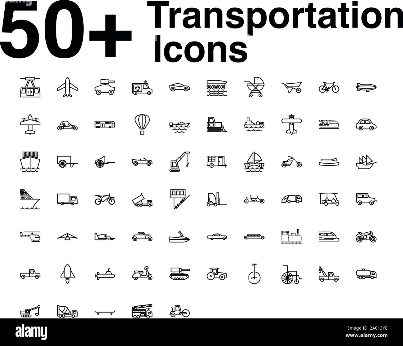 Transportation Line Icons Set. vector illustration. Outline Vehicles Icon Stock Stock Vector ...