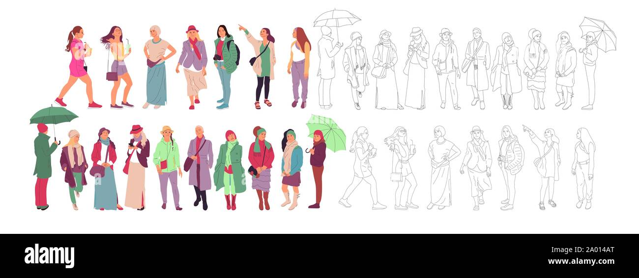 Set of different people characters in casual outfit Stock Vector Image ...