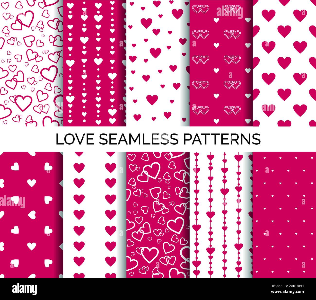 Seamless patterns with hearts. Set of backgrounds Stock Vector Image ...