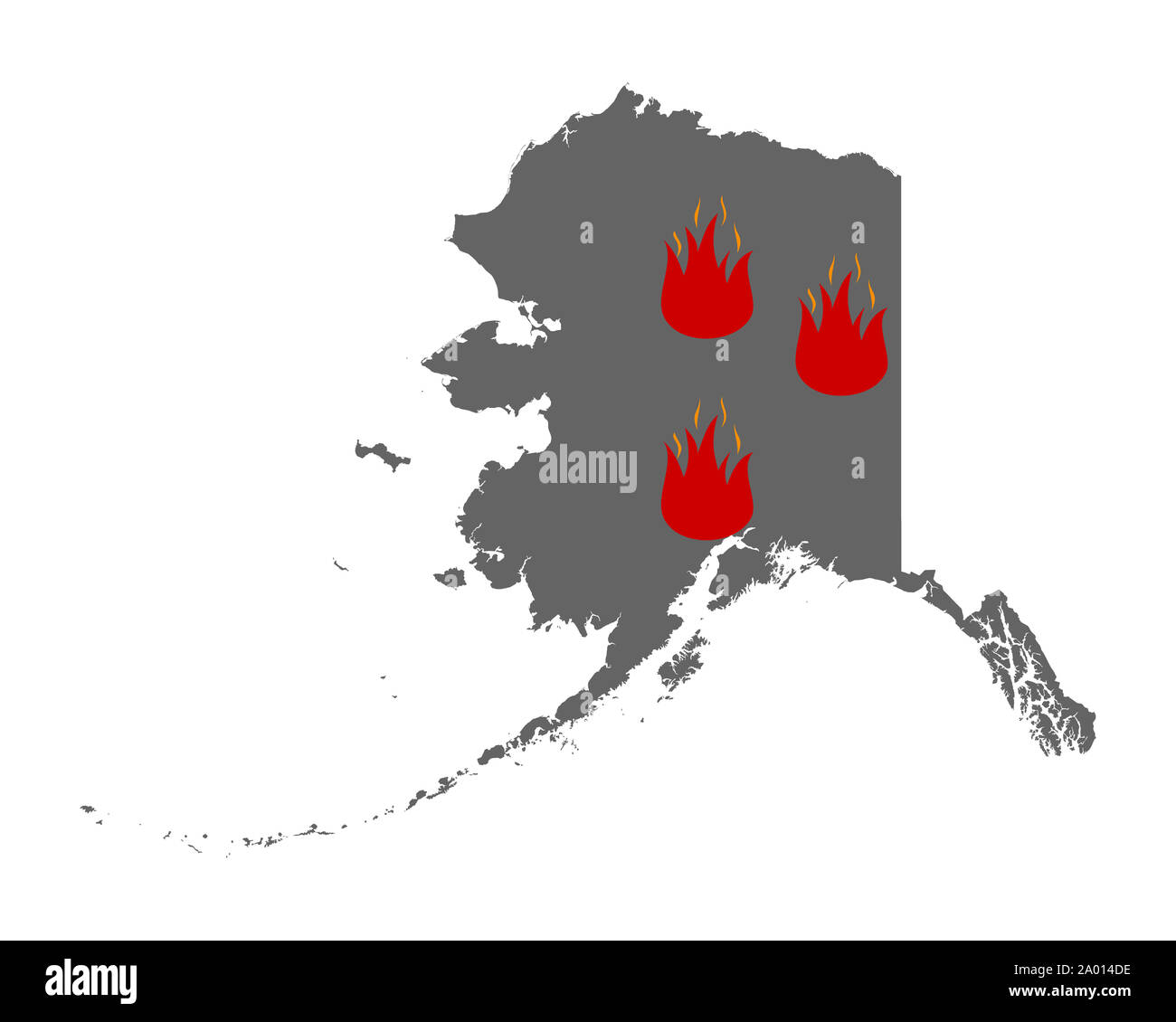 Map of Alaska and fire symbol Stock Photo - Alamy
