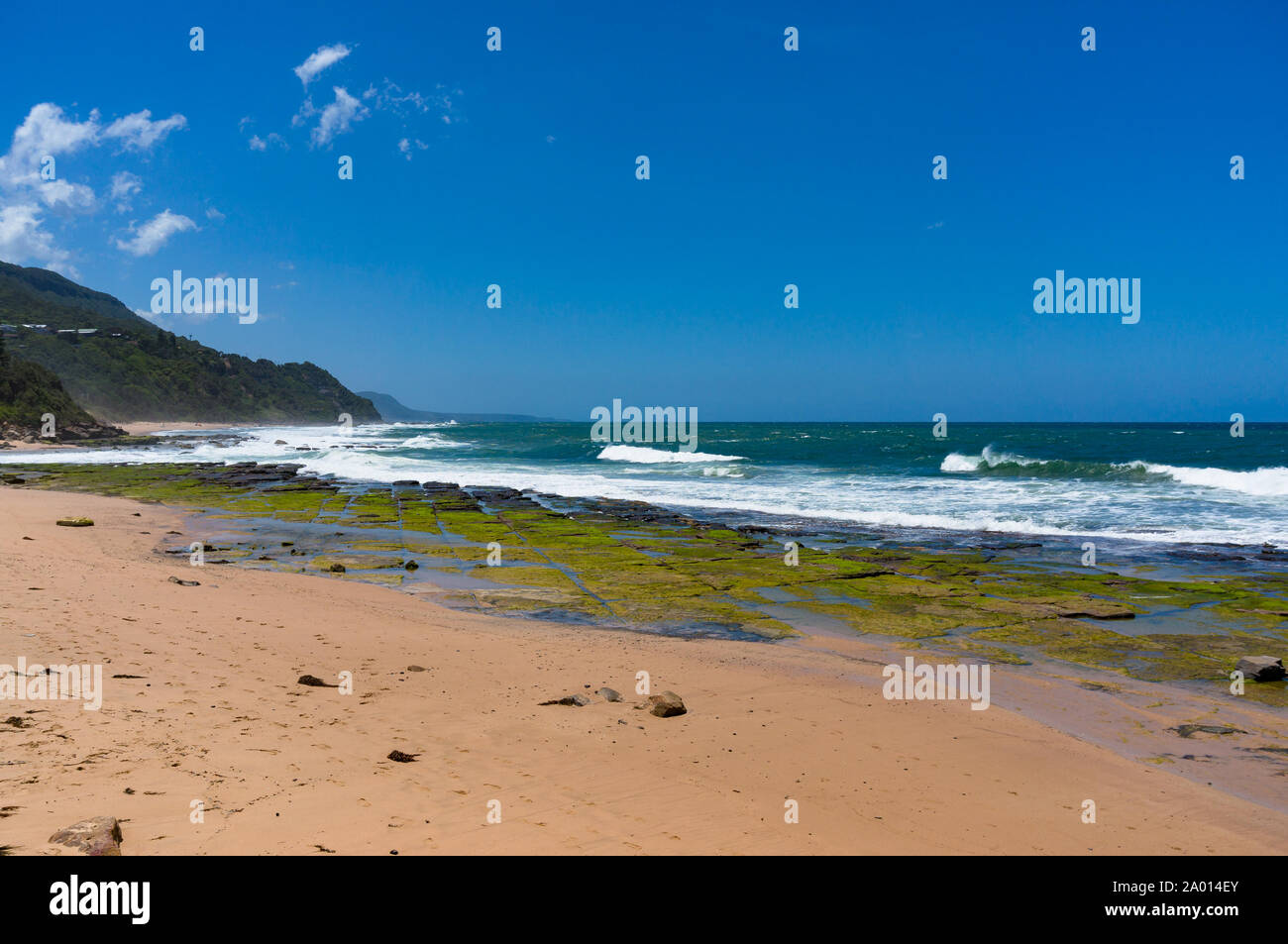 Beautiful ocean beach with sandy shore on clear summer day Stock Photo ...
