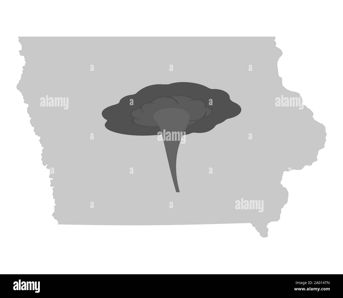 Map of Iowa and tornado symbol Stock Photo - Alamy