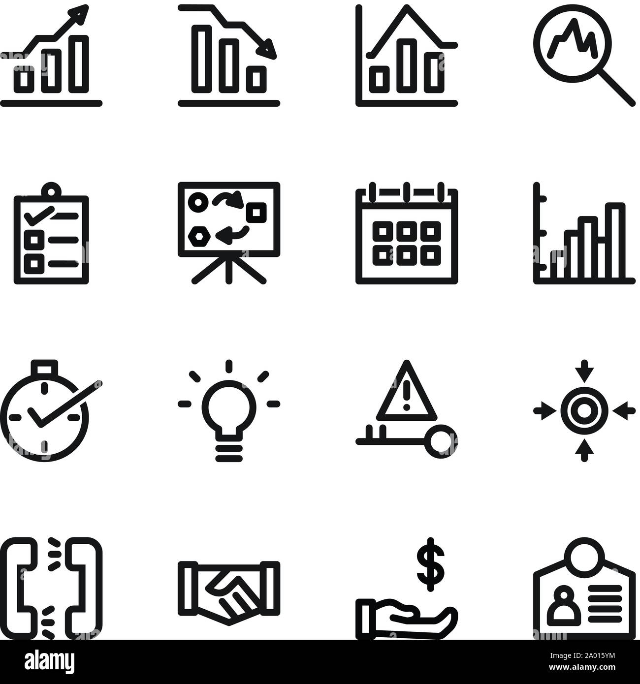 Business Icons set. graph, growth, decline, analytic, task checklist ...